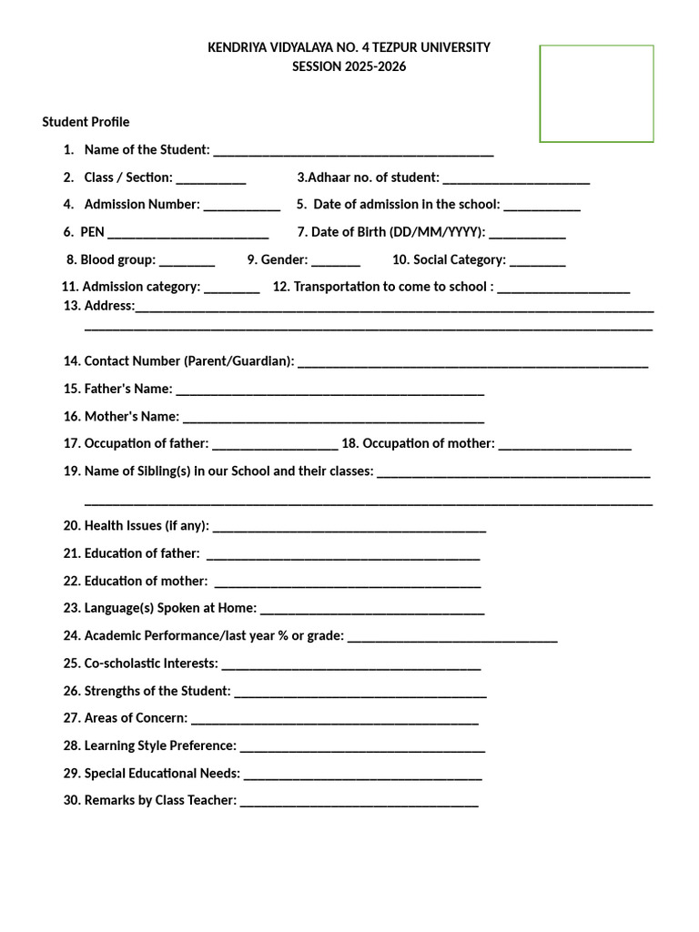 Profile of Student | PDF