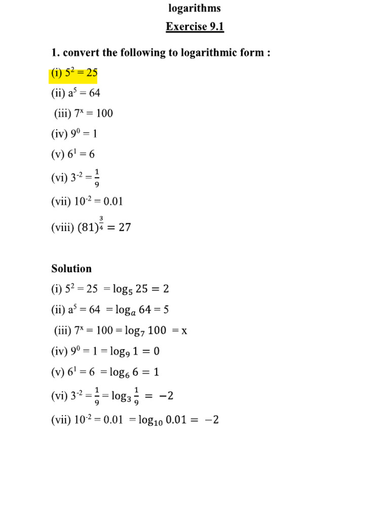 Ch9 Logarithms Maths | PDF