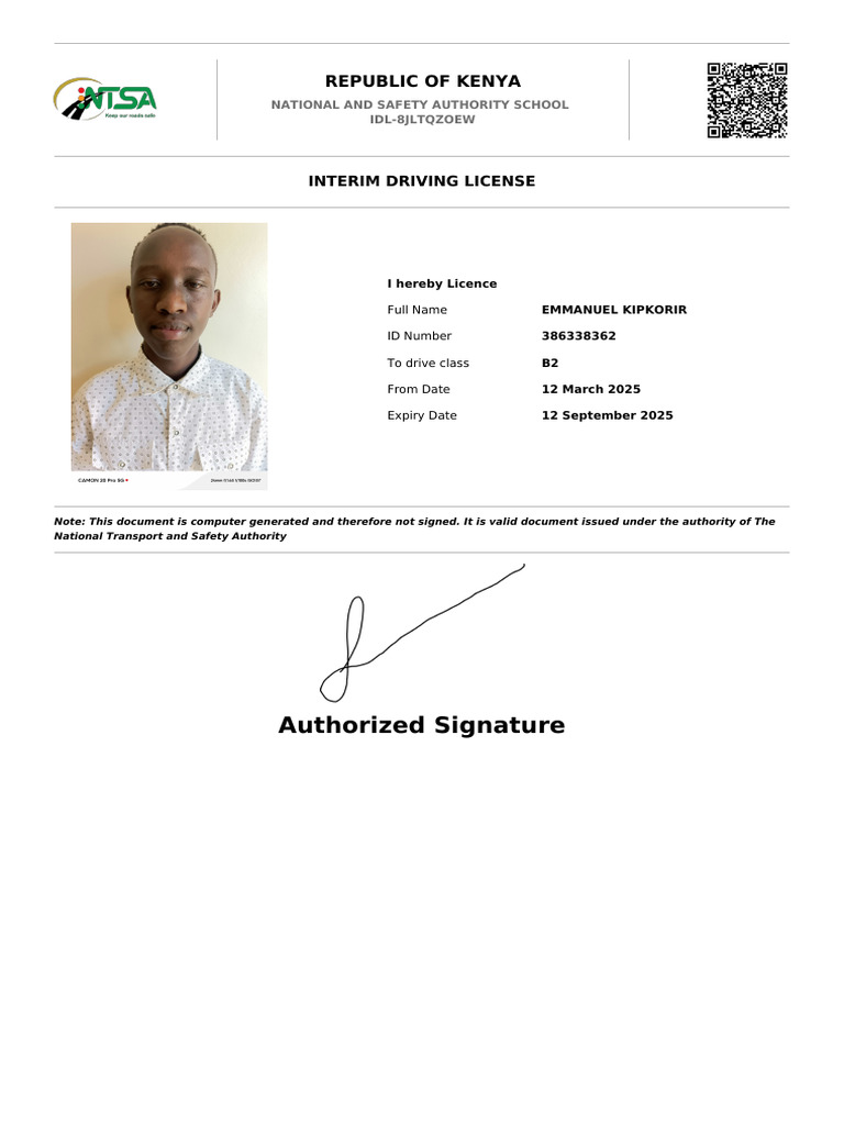 IDL-8JLTQZOEW-Interim Driving License | PDF