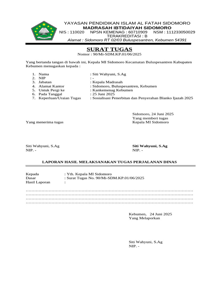 Surat Tugas Workshop IKM Kelas 2 Dan 5 | PDF