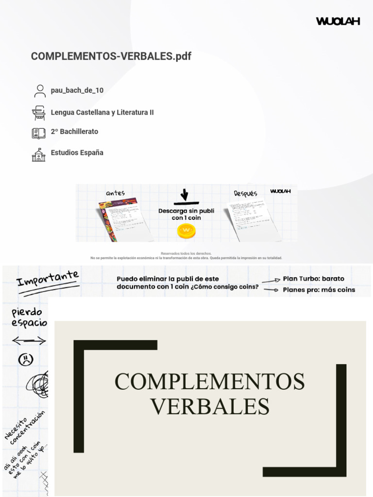 Complementos Verbales en Español | PDF | Verbo | Asunto (gramática)