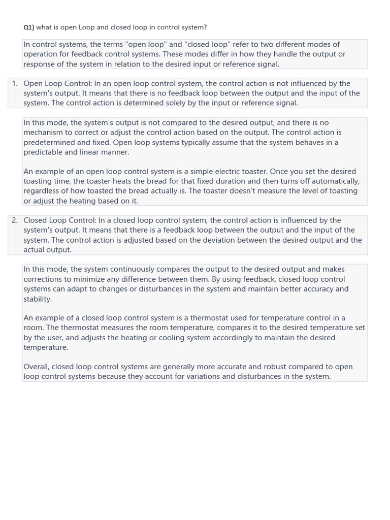 Control Systems: Open vs Closed Loop | PDF | Eigenvalues And ...