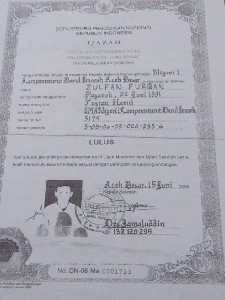 Ijazah Zulfan Furqan | PDF