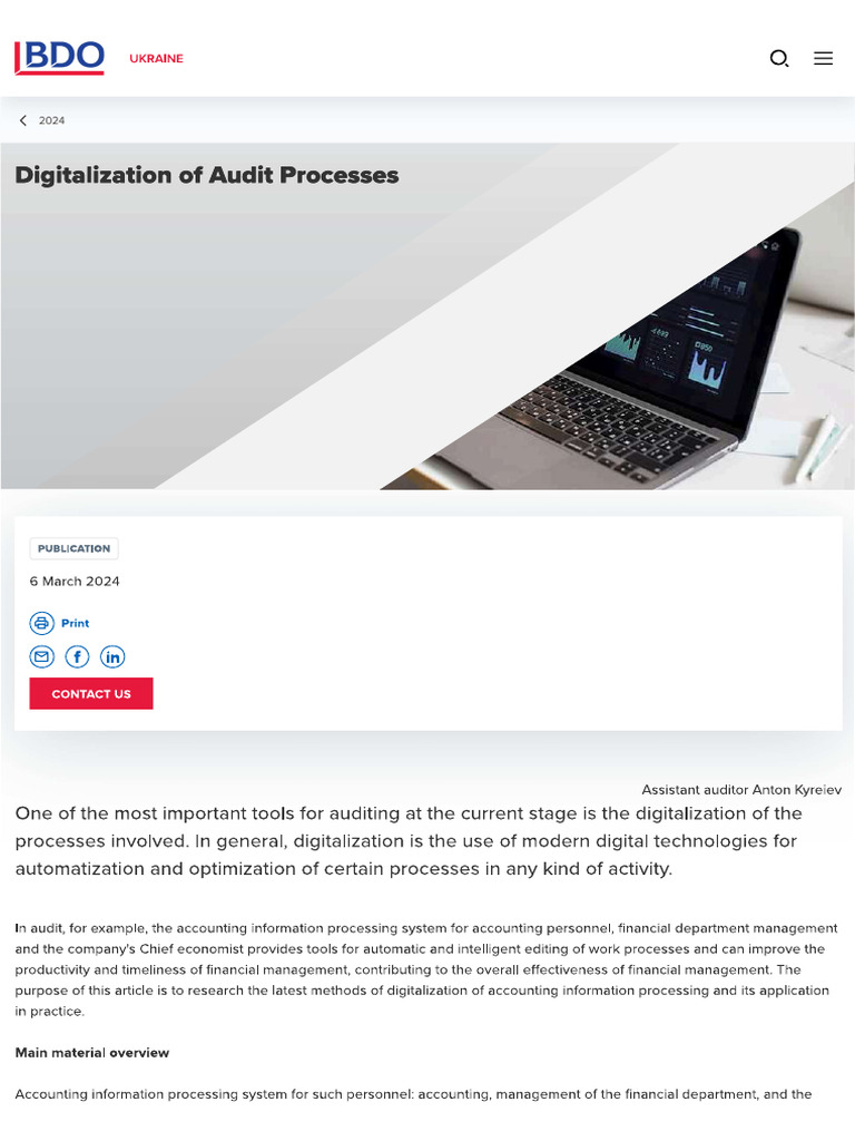 BDO - Digitalisation of Audit Process | PDF