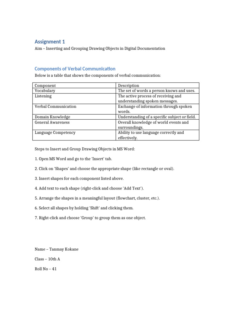 Assignment 1 Table Tanmay Kokane | PDF