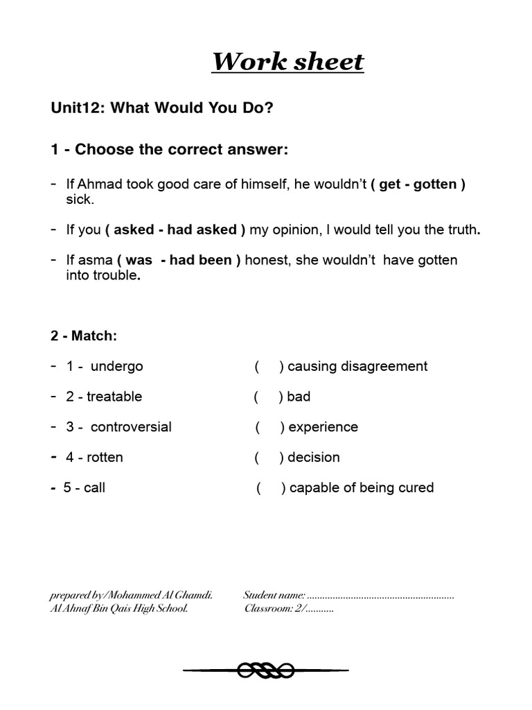 Worksheet U12 | PDF