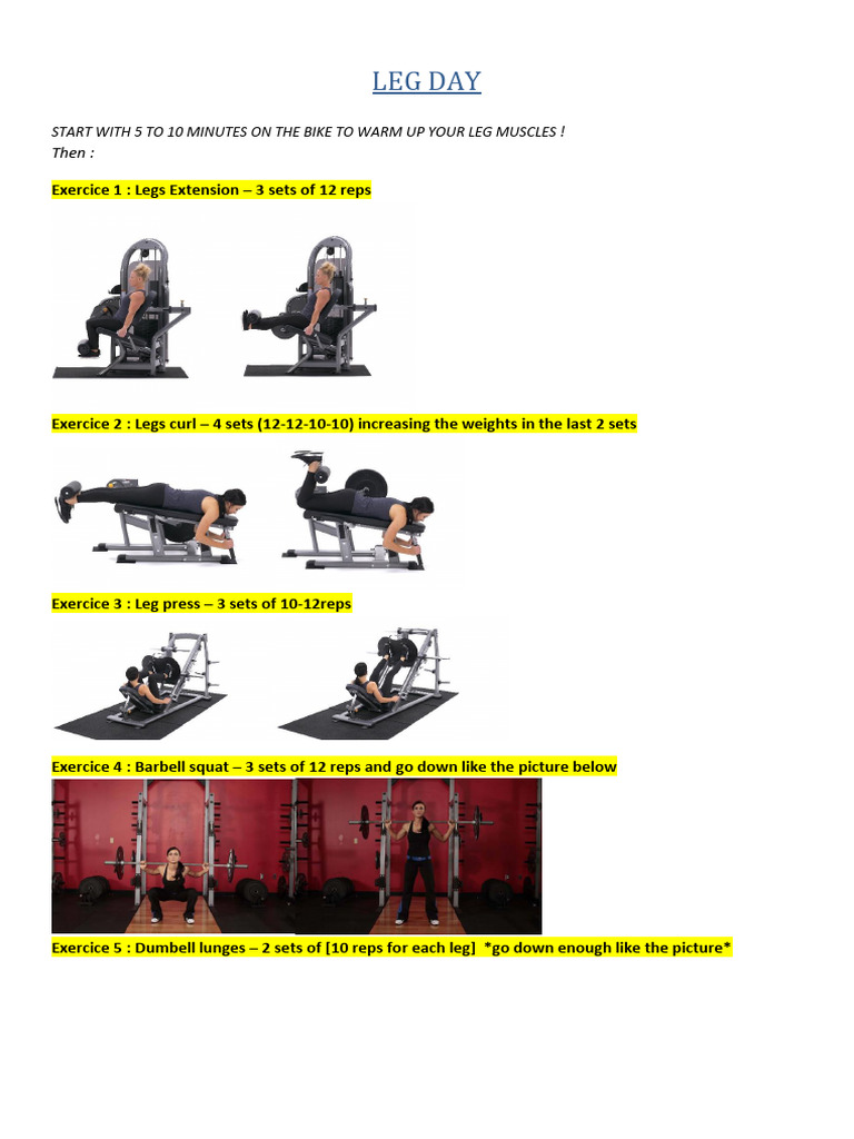 Comprehensive Leg, Push, Pull Workout Guide | PDF | Weight | Physical ...