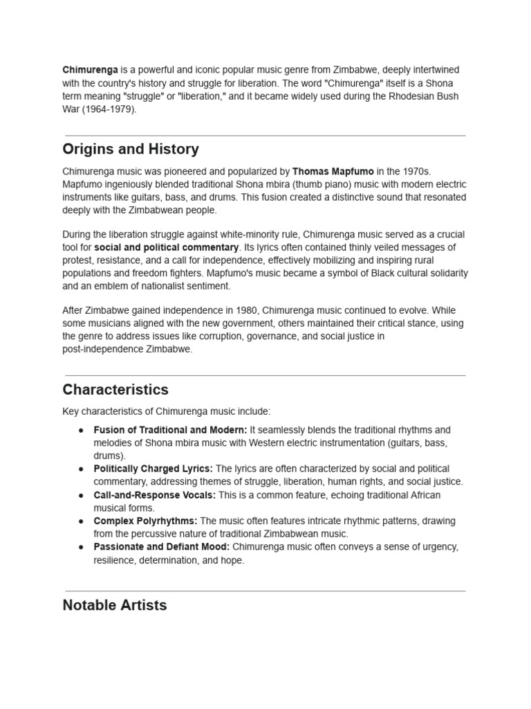 Understanding Chimurenga in Shona by MR N Mushangwe | PDF | Zimbabwe ...