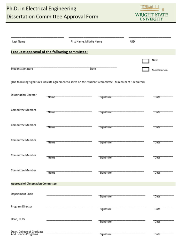Dissertation Committee Approval Form | PDF | Higher Education | Academia
