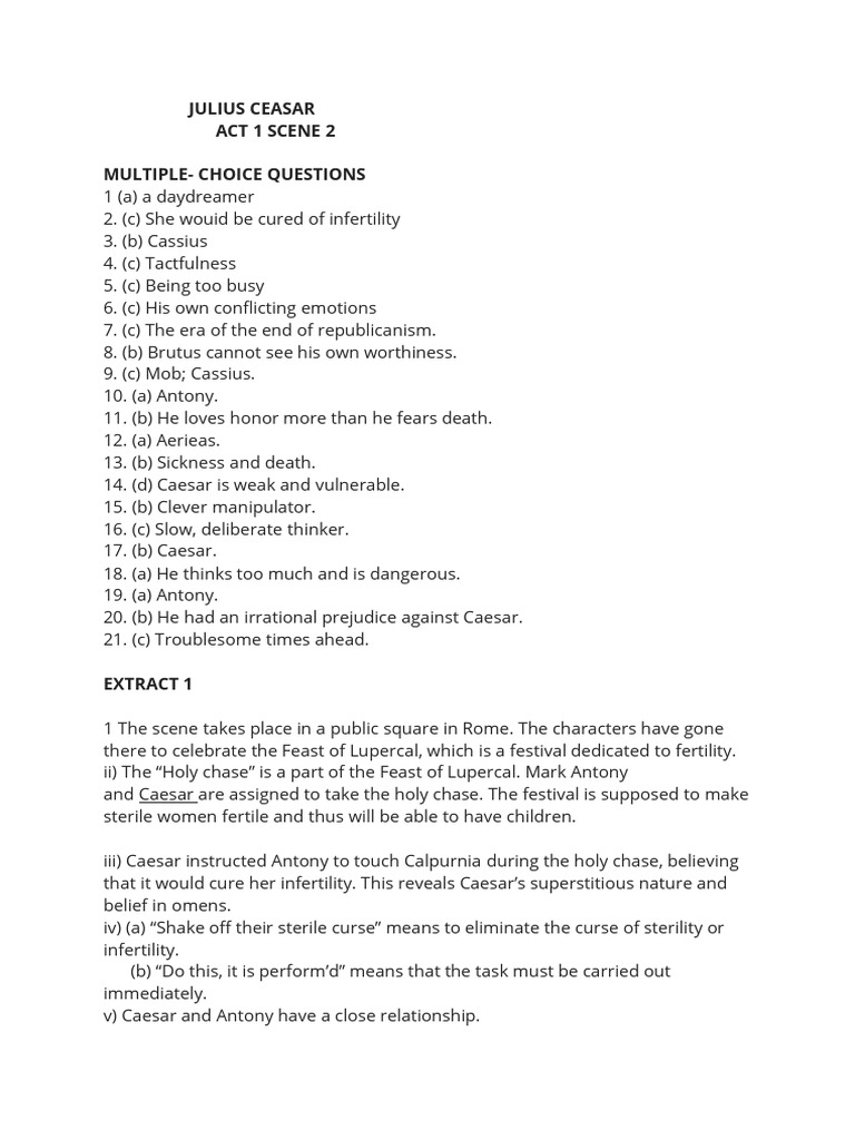 Julius Caesar Act 1 Scene 2 | PDF | Julius Caesar | Mark Antony