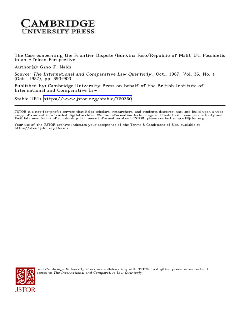 Naldi CaseconcerningFrontier 1987 | PDF | Self Determination ...