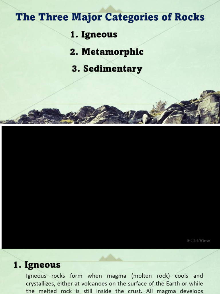 The Categories of Rocks | PDF | Rock (Geology) | Igneous Rock