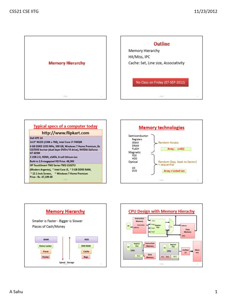Memory Hierarchy Overview and Design | PDF | Random Access Memory | Cpu Cache