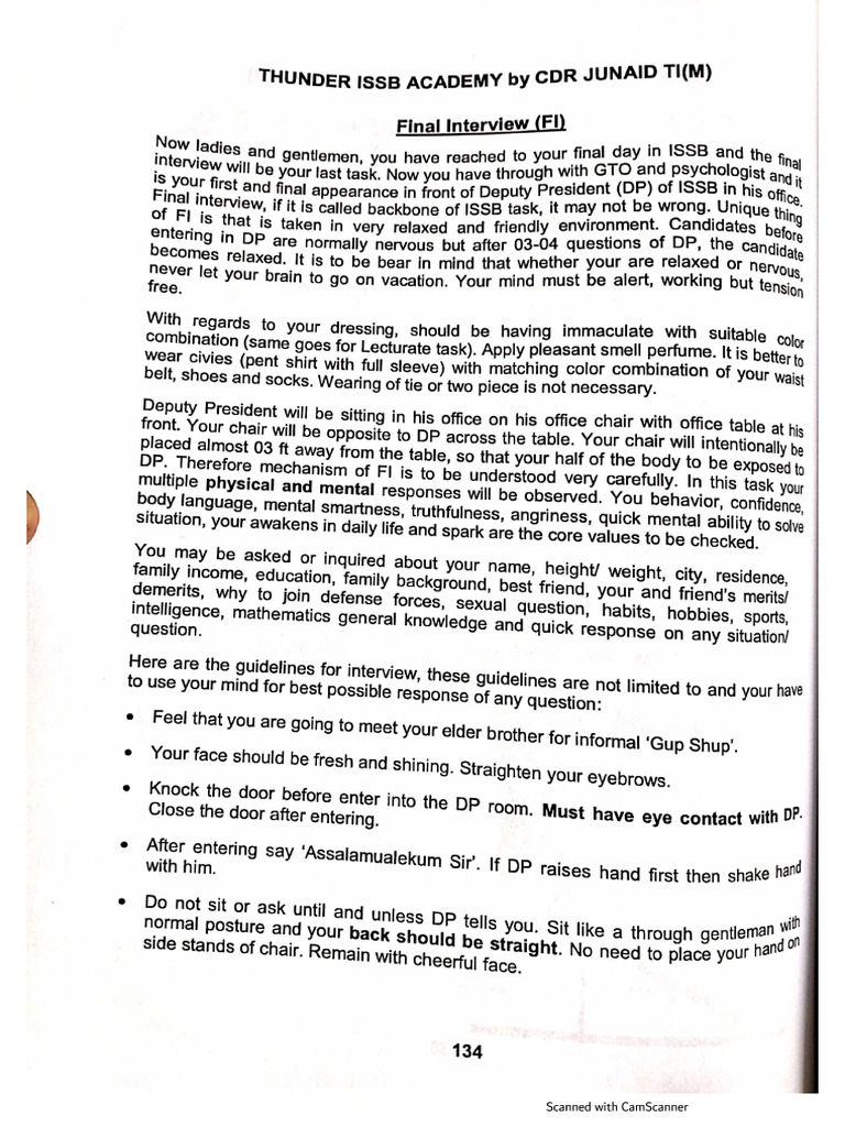 Interview by ISSB Thunder Academy | PDF
