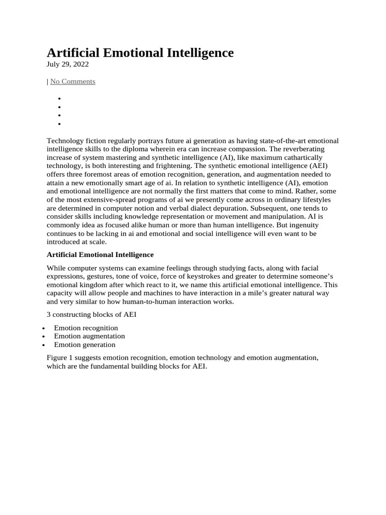 Artificial Emotional Intelligence | PDF | Intelligence | Artificial Intelligence