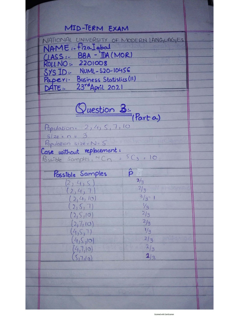 Fiza Iqbal BBA 3A Midterm | PDF