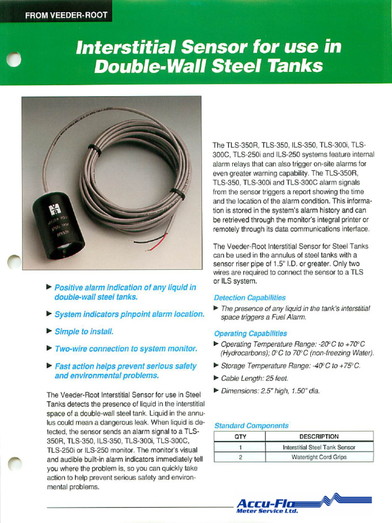 VEEDER-ROOT-Interstitial-Sensor-Double-Wall-Steel-Tanks | PDF ...