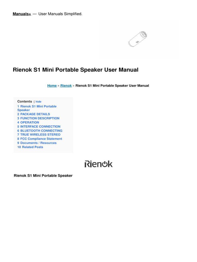 s1 Mini Portable Speaker Manual | PDF | Bluetooth | Radio