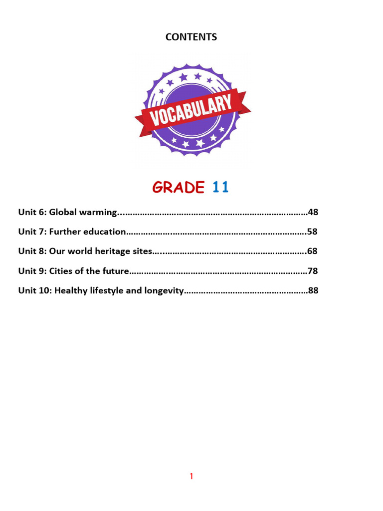 Vocab Grade 11 | PDF | Climate Change | Academic Degree