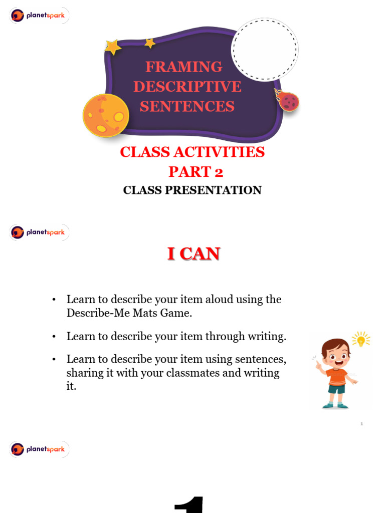 Descriptive Drawing Activity for Class 1 | PDF | Linguistics | Grammar