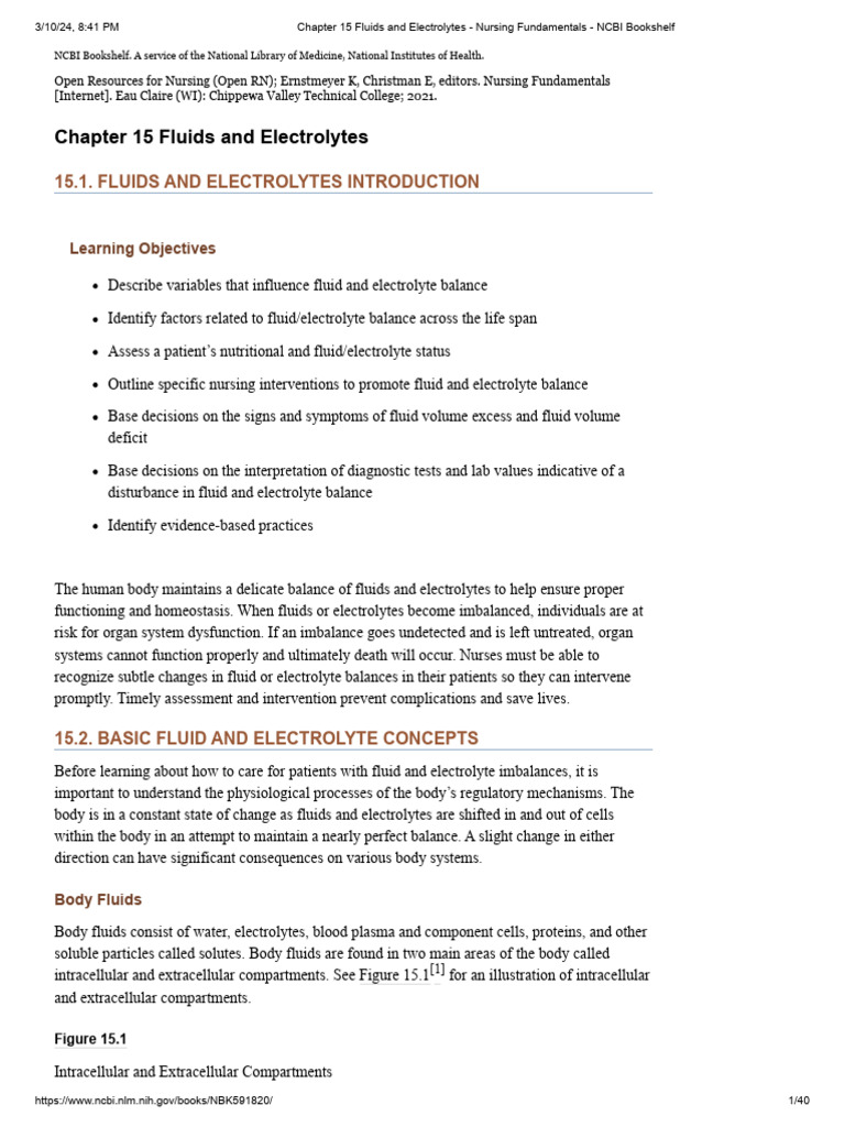 Nursing Fundamentals (NCBI) - Fluids An Electrolytes | PDF | Edema ...