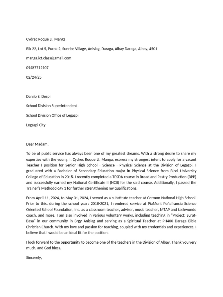 Letter of Intent SHS - DePED | PDF