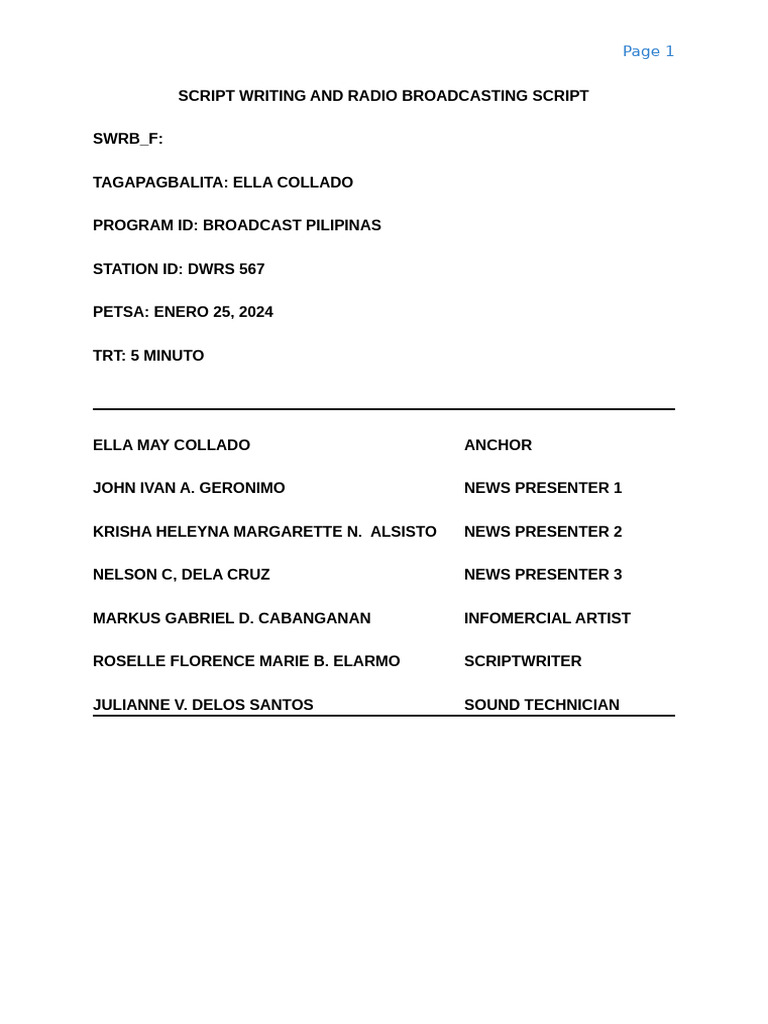 Script Writing and Radio Broadcasting Script | PDF