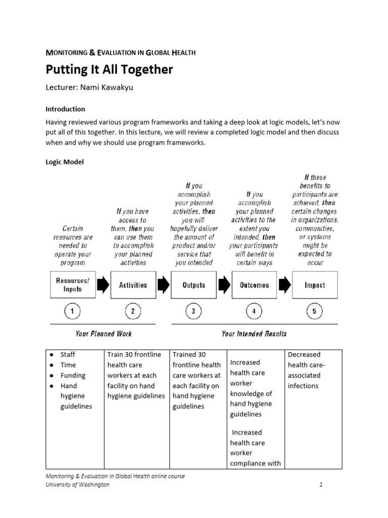 Logic Model in Global Health Training | PDF
