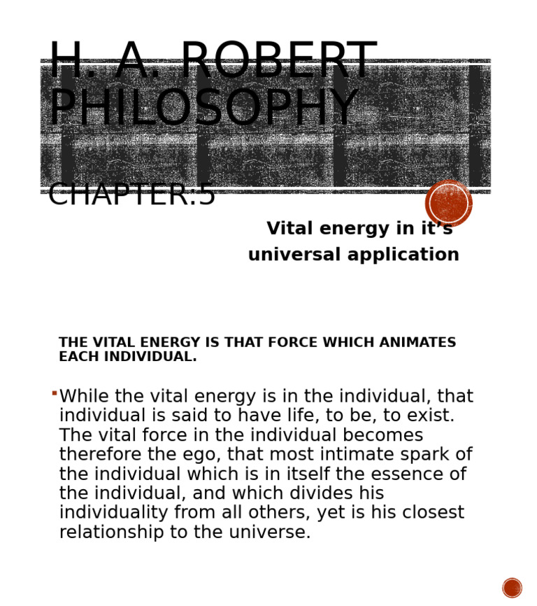 H. A. Robert Philosophy: Vital Energy in It's Universal Application | PDF