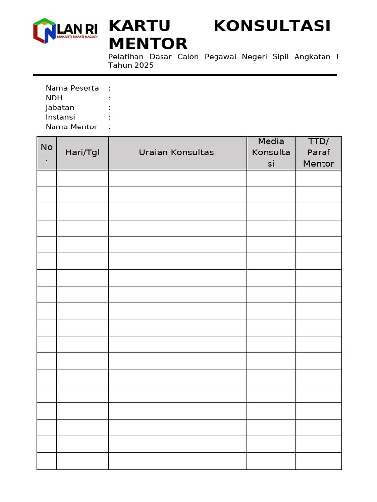 Kartu Konsultasi Mentor | PDF