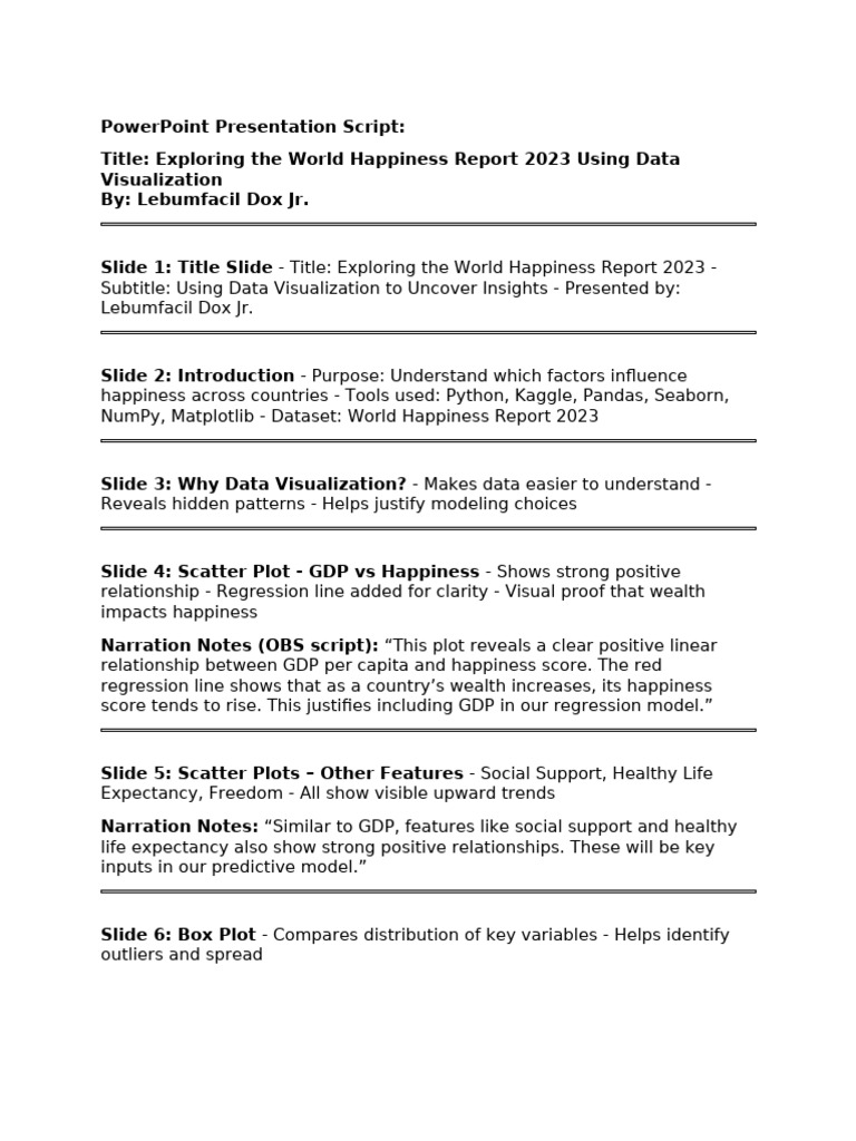 Happiness Visualization | PDF | Linear Regression | Dependent And ...