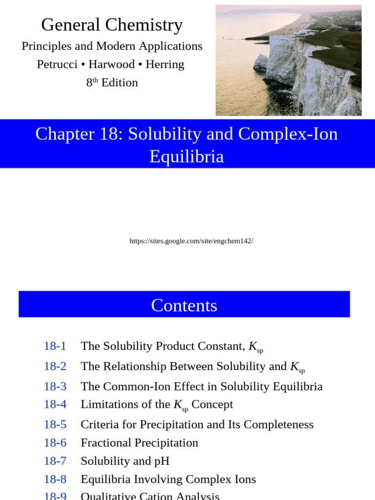 Ch18 - Solubility and Complex Ion Equilibria | PDF | Solubility | Salt (Chemistry)