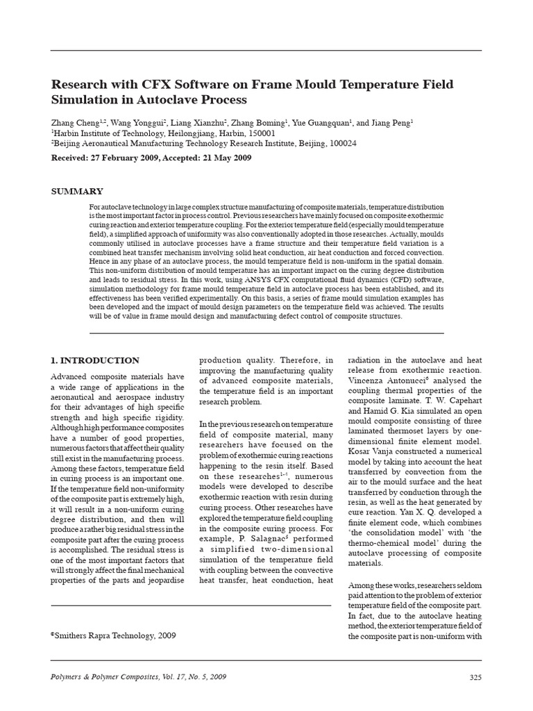 Cheng Et Al 2009 Research With CFX Software On Frame Mould Temperature ...