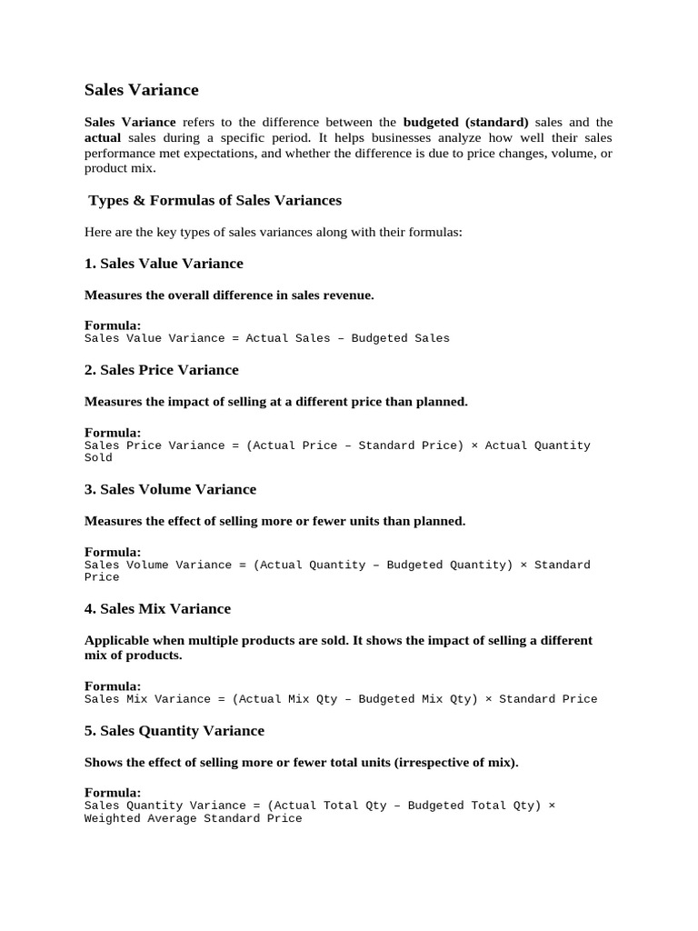 Sales and Overhead Variance | PDF | Variance | Prices