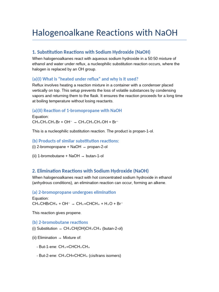 Logical Halogenoalkane Reactions | PDF