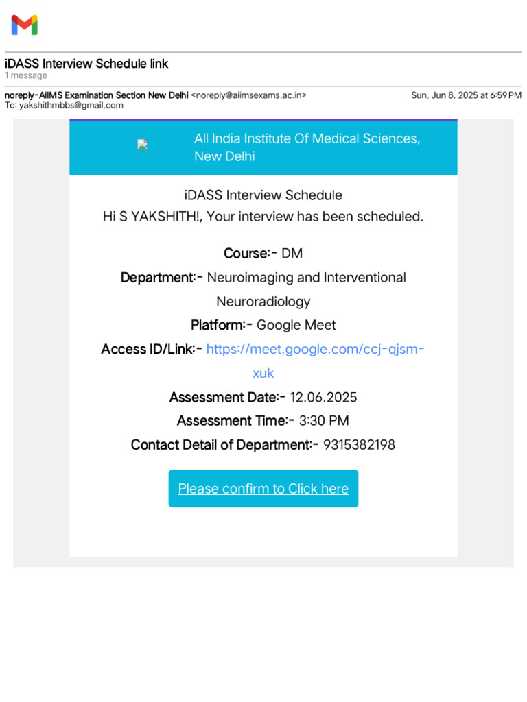 Gmail - IDASS Interview Schedule Link | PDF