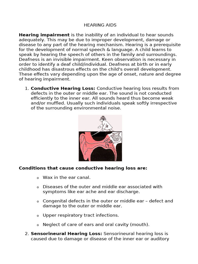 Types of Hearing Loss Explained | PDF | Hearing Aid | Hearing Loss