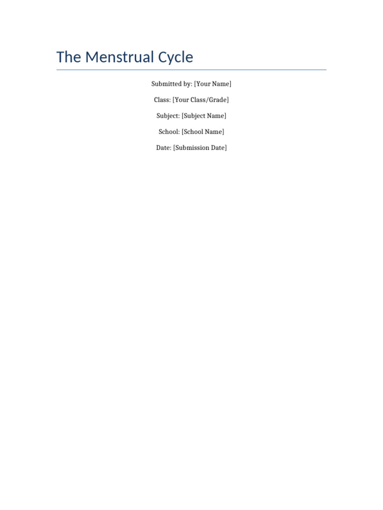 Menstrual Cycle Project | PDF | Menstrual Cycle | Menstruation