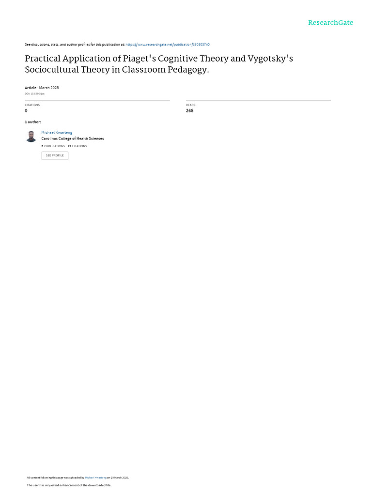 Practical Application of Piagets Cognitive Theory in the Classroom ...