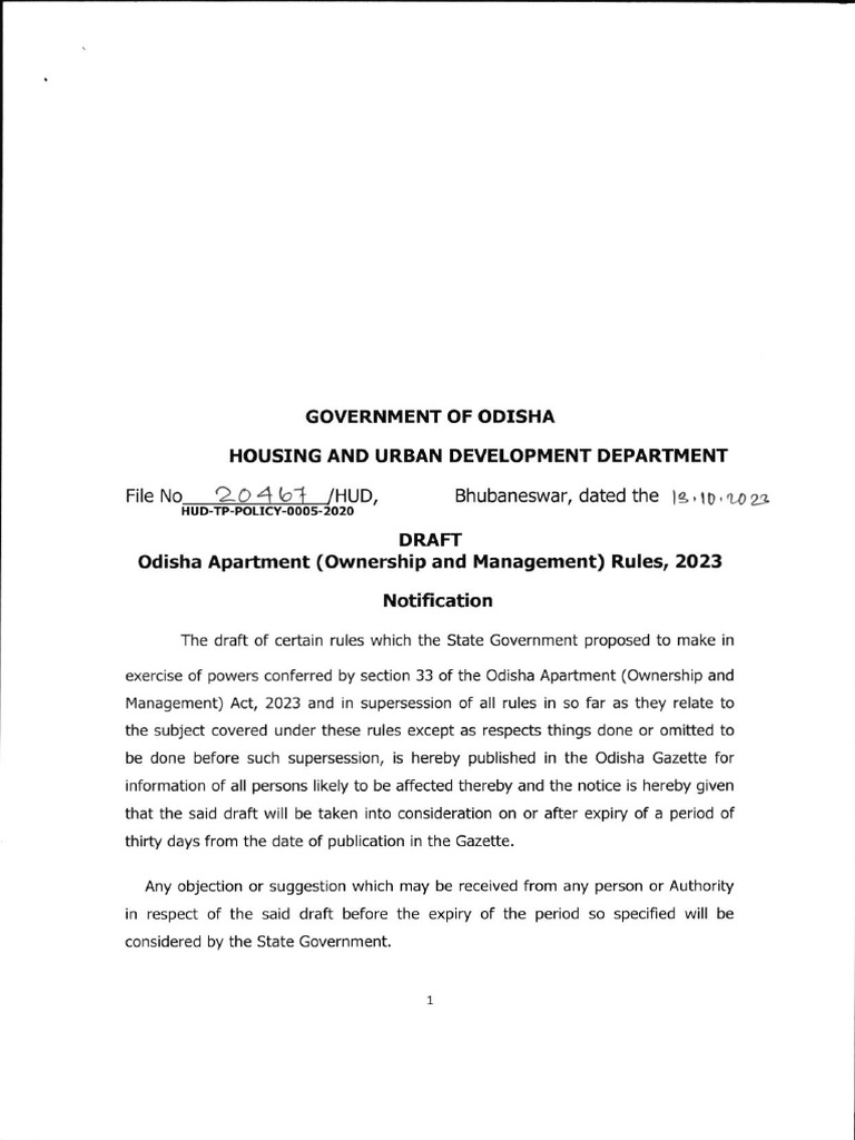 Notification-2 (ODISHA APARTMENT RULES) | PDF
