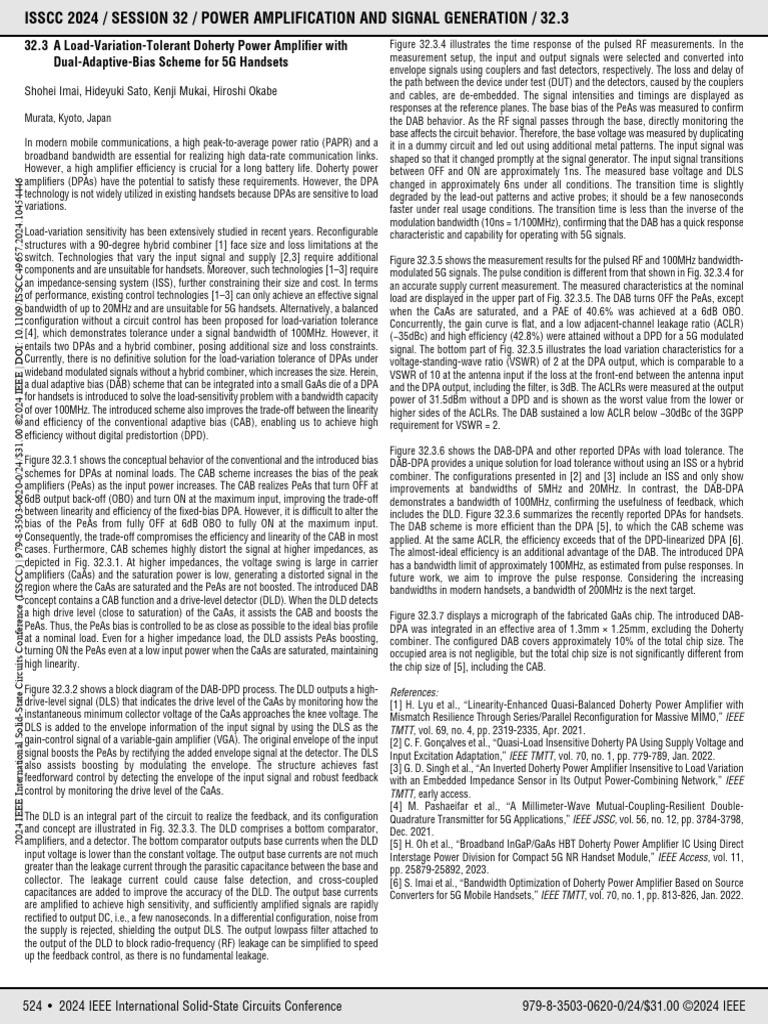 32.3 A Load-Variation-Tolerant Doherty Power Amplifier With Dual-Adaptive-Bias Scheme For 5G ...