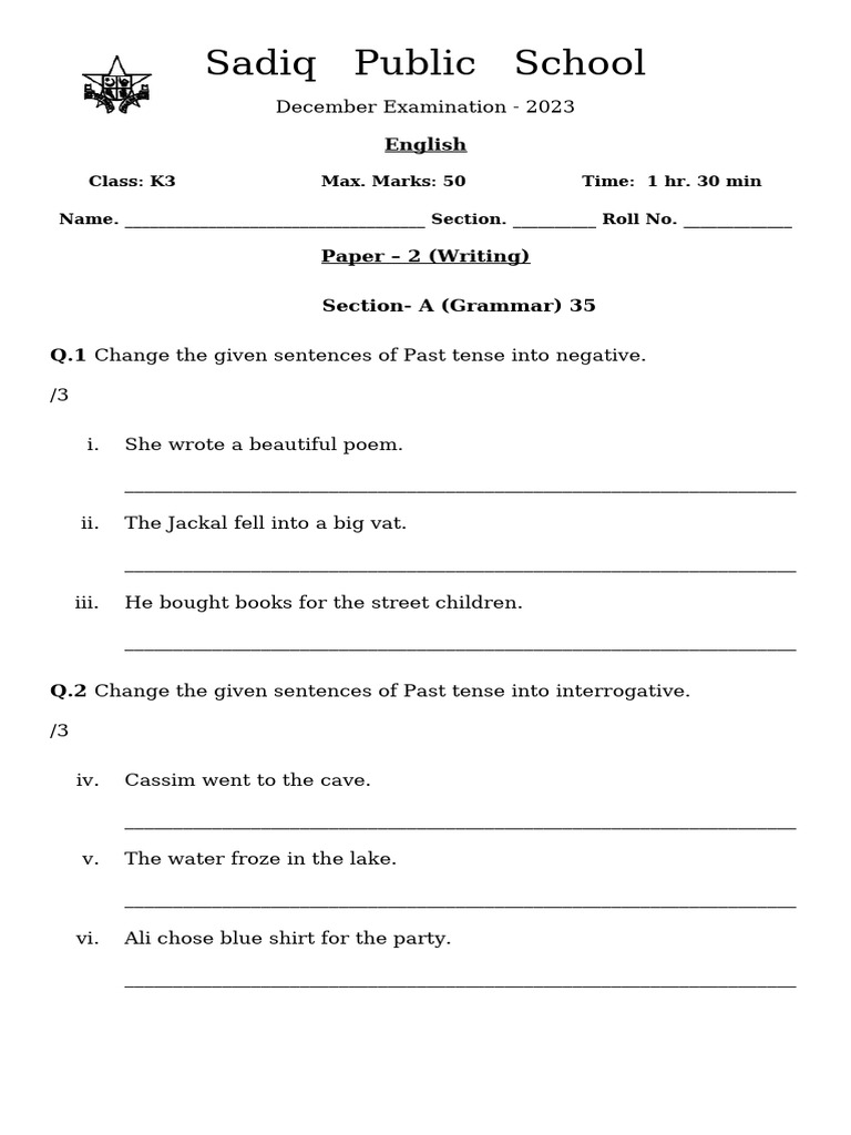 K3 PAPER 2 (New) Dec. Exams.23 | PDF | Language Mechanics | Languages