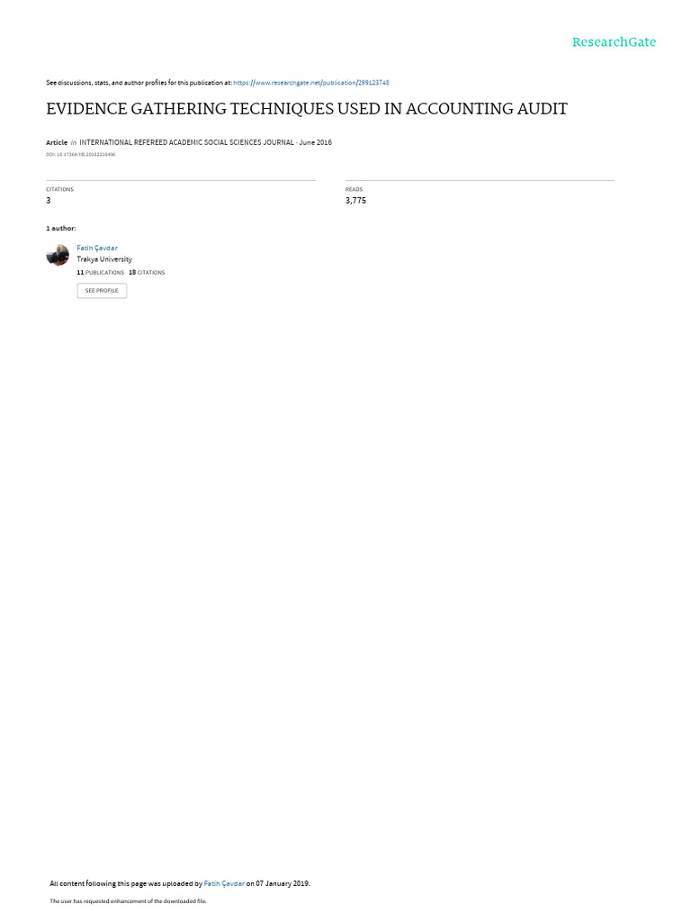 Evidence Gathering Techniques Used in | PDF | Audit | Accounting