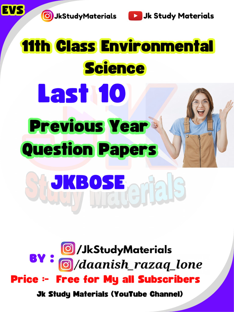 Environmental Science (EVS) 11th Class Last 10 Question Papers Jkbose | PDF