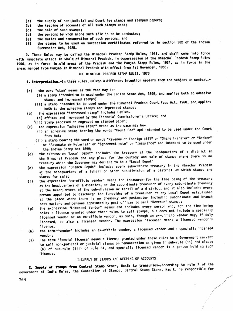 Himachal Pradesh Stamp Rules 1973 PDF | PDF | Postage Stamp | License