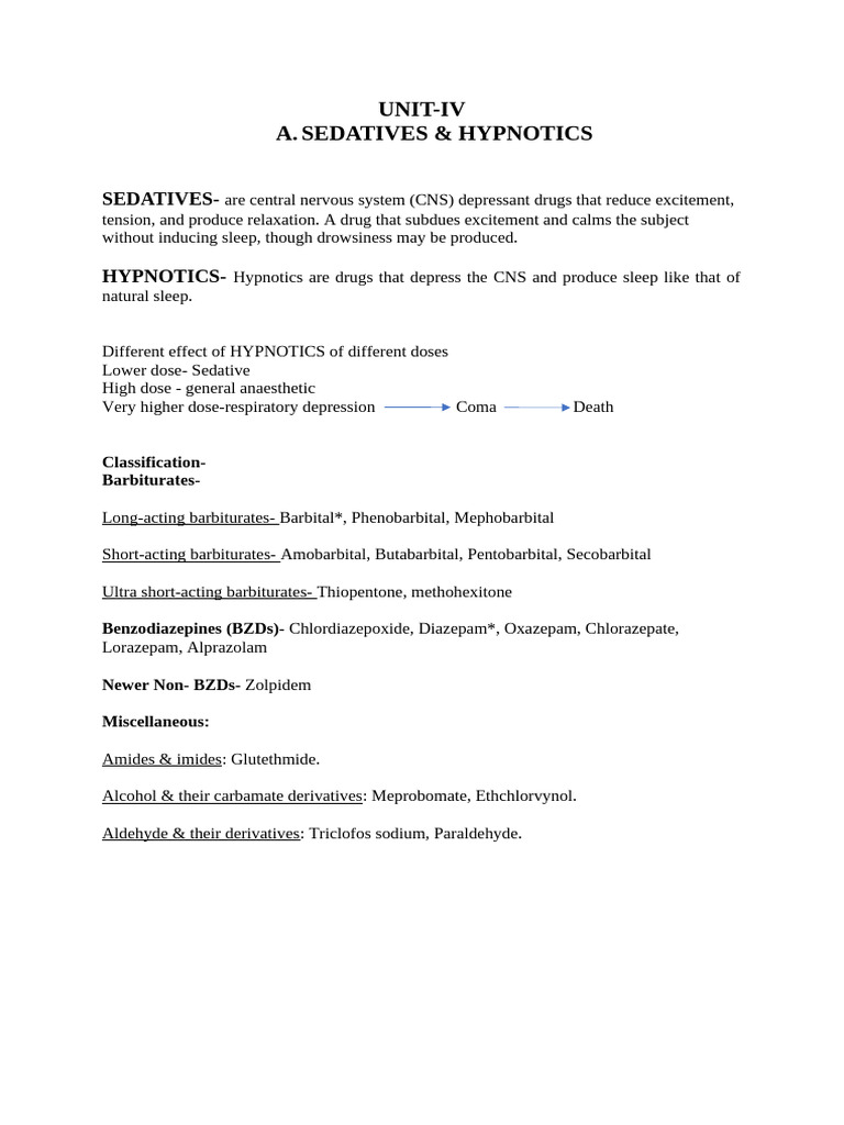 Sedatives and Hypnotics Overview | PDF | Benzodiazepine | Psychoactive ...