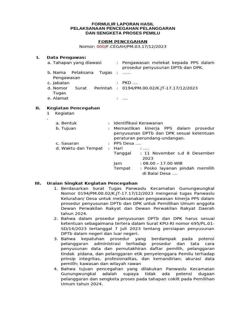 Template Form FCegah | PDF