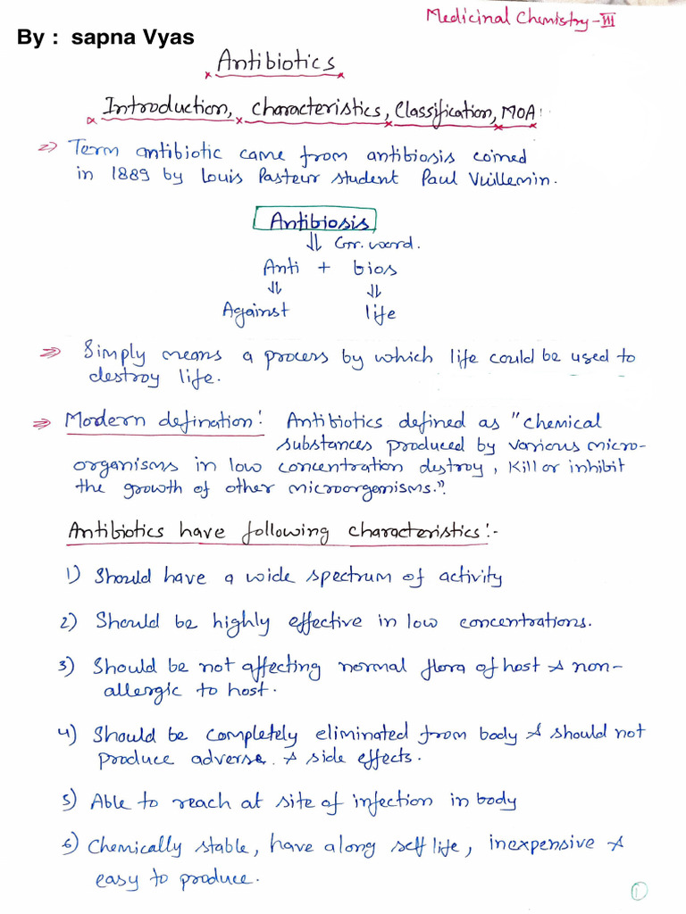 Antibiotics Intro, Charcters, Classification, MOA With Examples | PDF ...