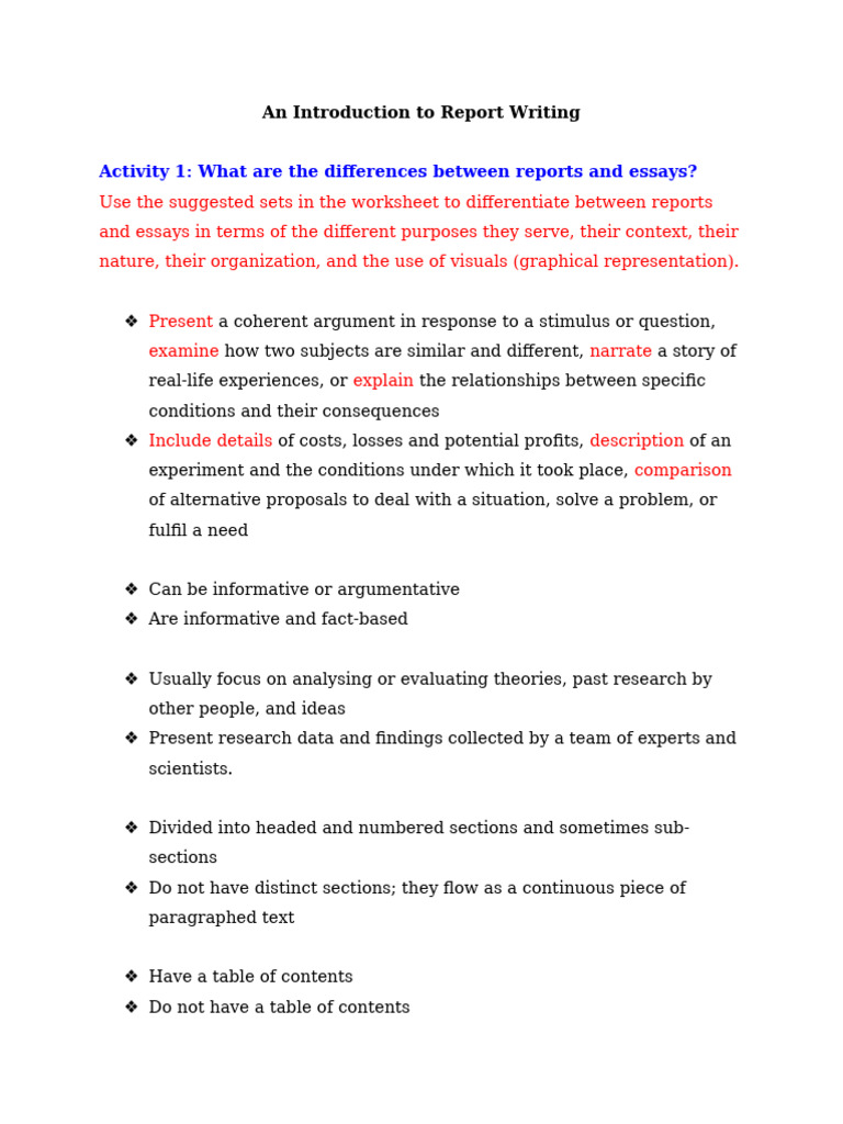 Report Writing (Worksheet) - Mohamed Hussein | PDF | Essays | Cognition