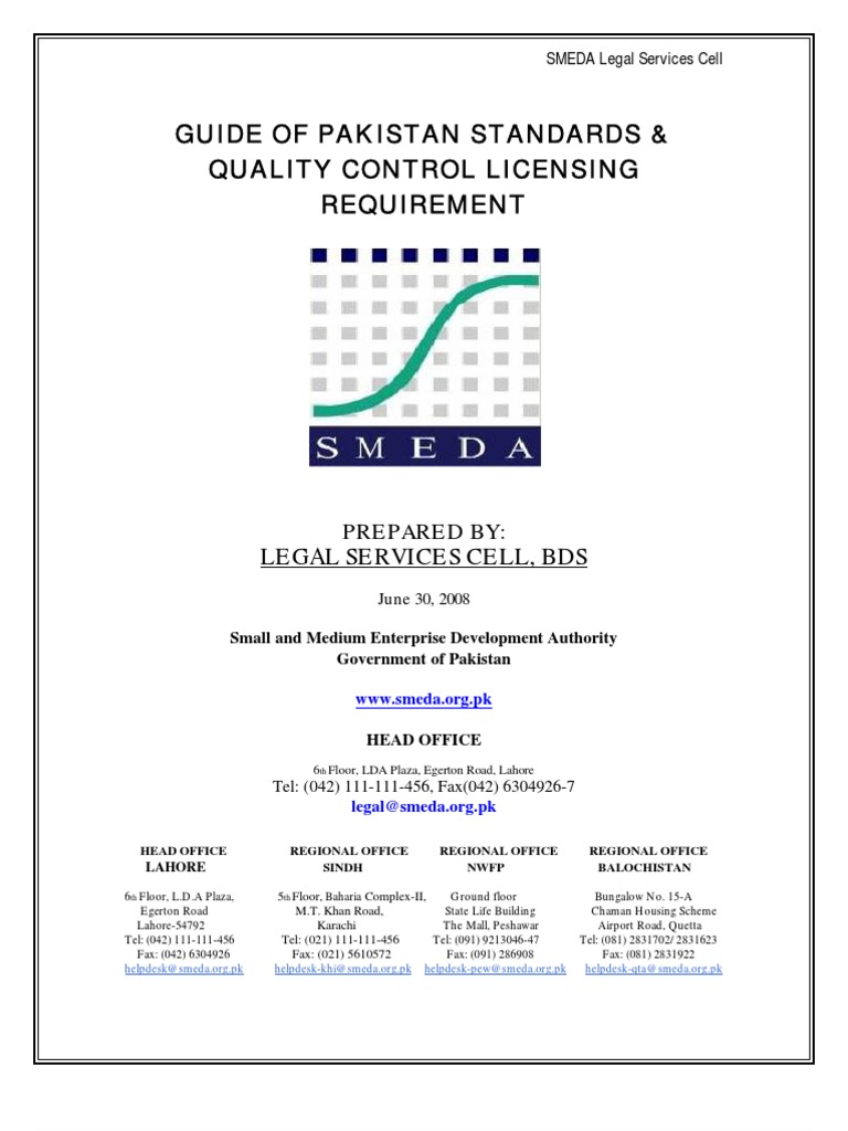 SMEDA Guide of Pakistan Standards & Quality Control Licensing ...